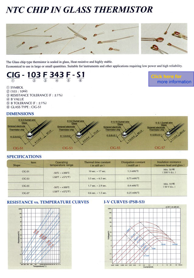 NTC Chip in Glass Thermister 單端玻璃封裝型 : Kadori Hong Kong Company Ltd 加多利 ...